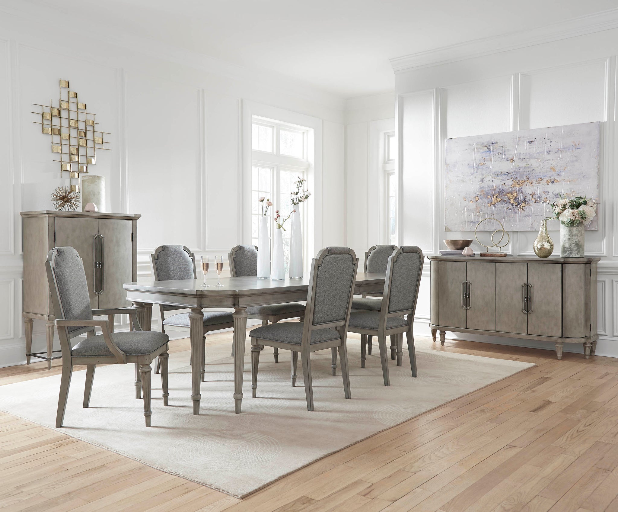 Vinesta - 7 PC Rectangular Formal Dining Table Set – Mega Furniture USA